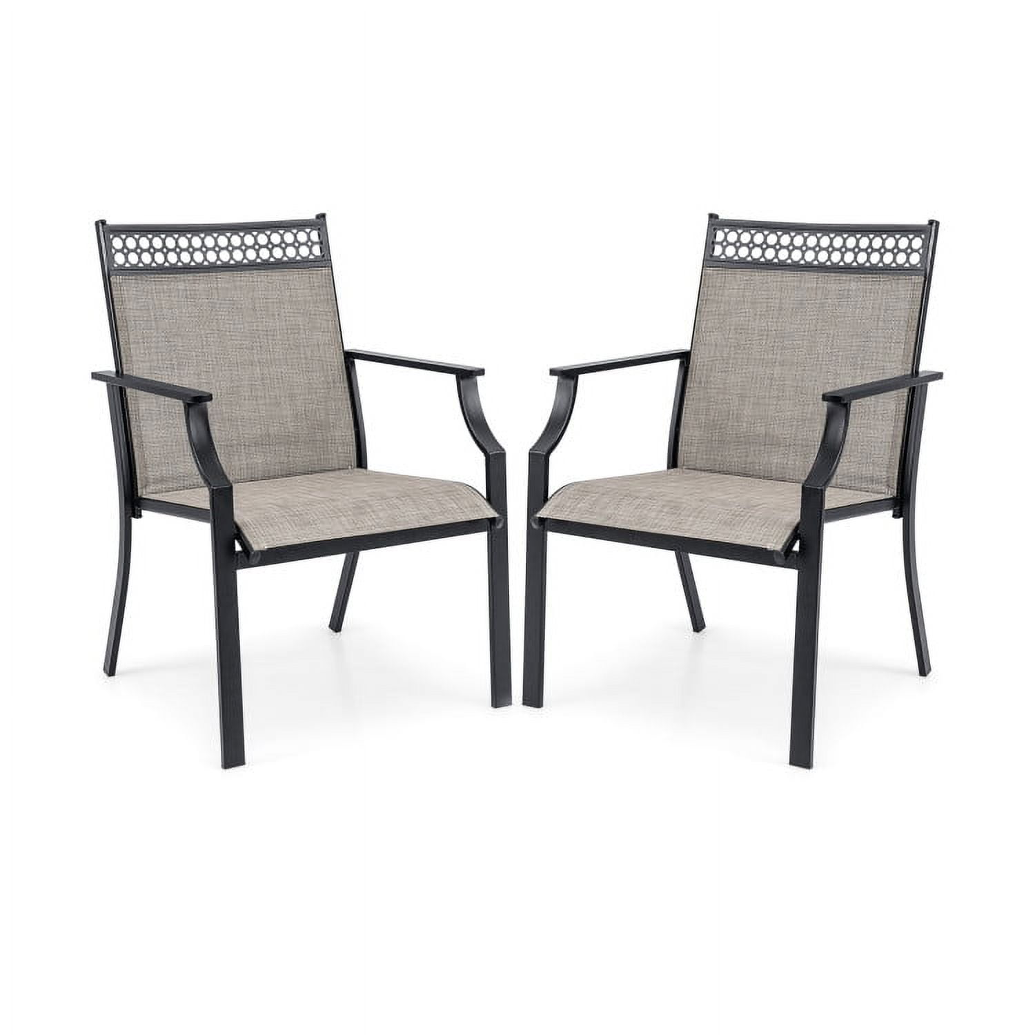 GVN Patio Chairs Set of 2 with All Weather Breathable Fabric-Brown ...