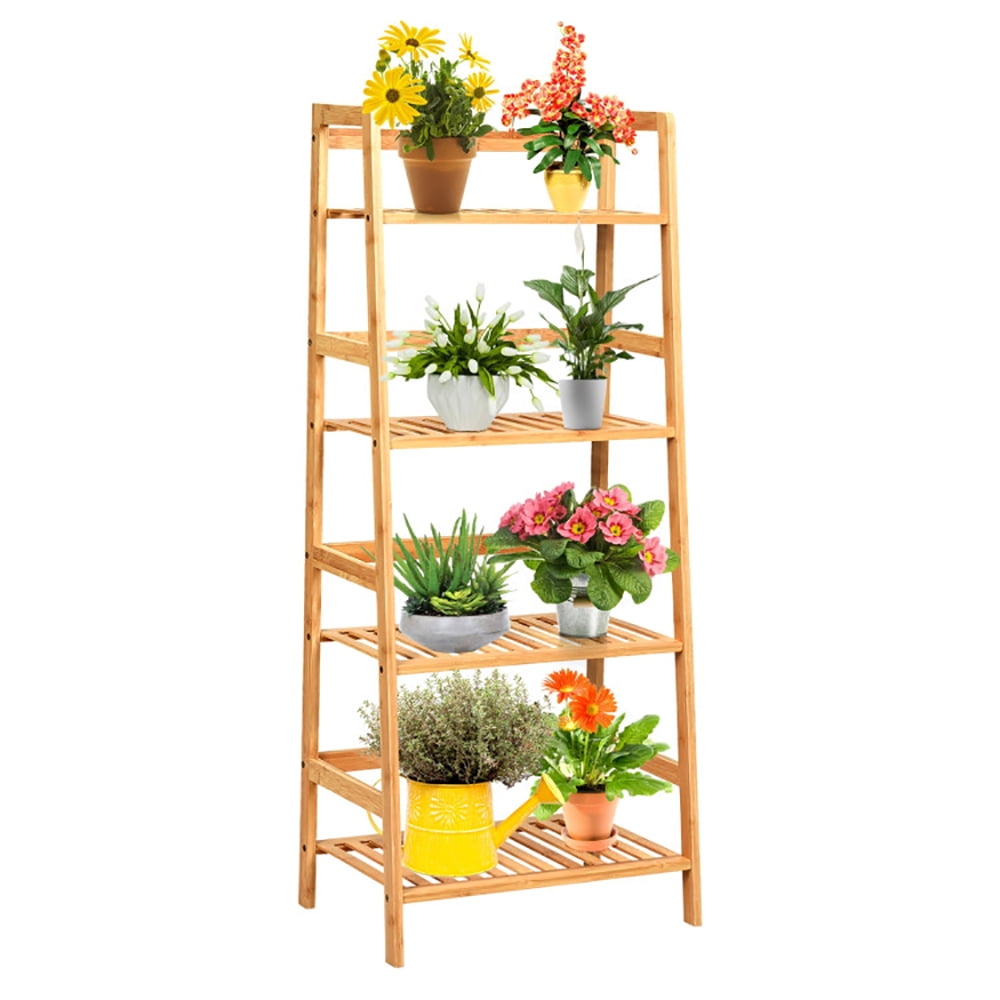 GVN Plant Rack, Plant Stand Plant Shelf,4-Tier Bamboo Plant Rack with ...