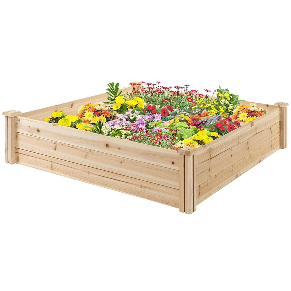 GVN Planter Garden Boxes Outdoor,Wooden Garden Box with Segmented ...