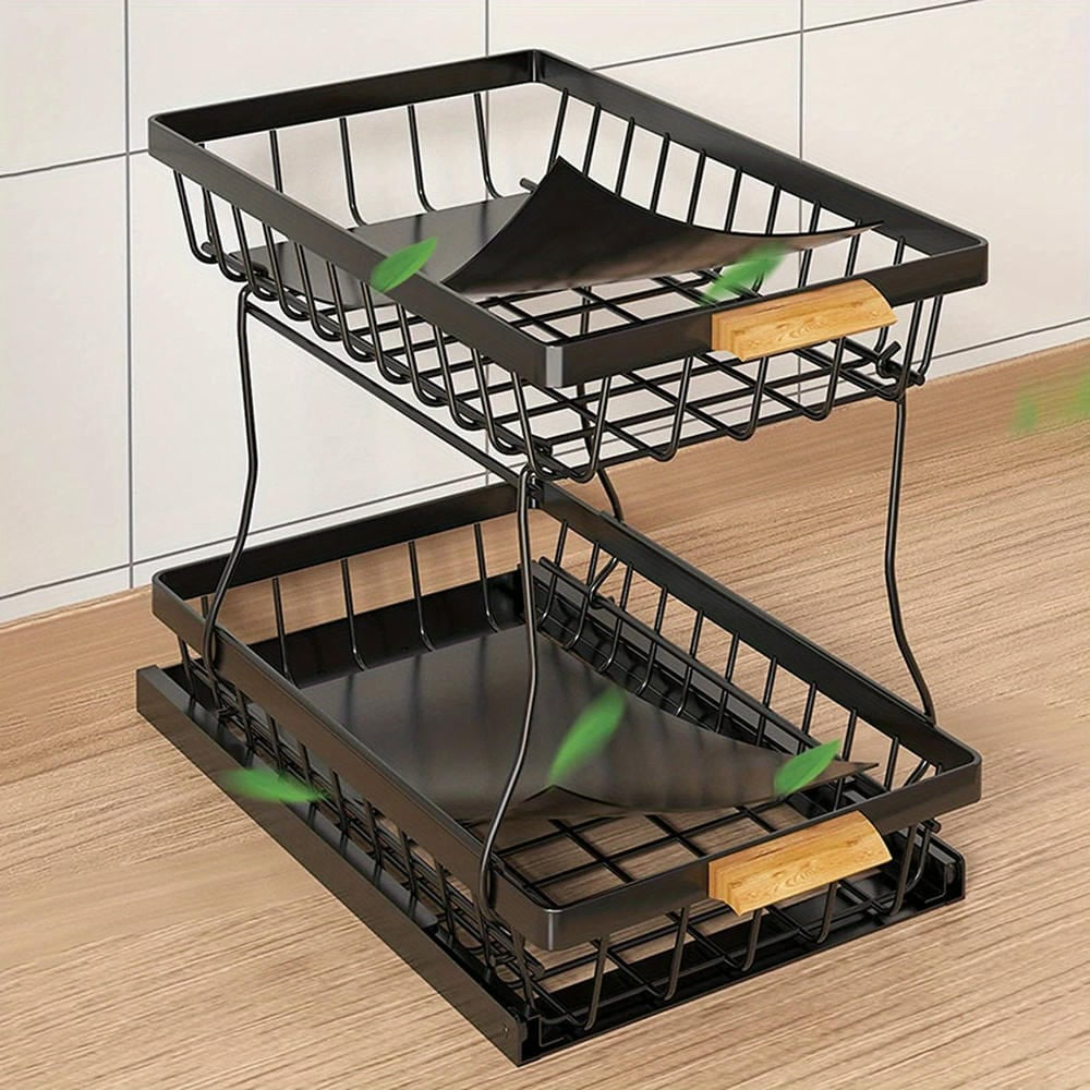 GVN Pull Out Cabinet Organizer, Metal Slide Out Drawers For Cabinets ...