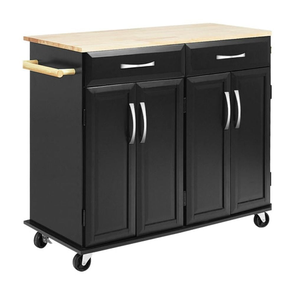 GVN Rolling Kitchen Table, Kitchen Island,Wood Top Rolling Kitchen ...