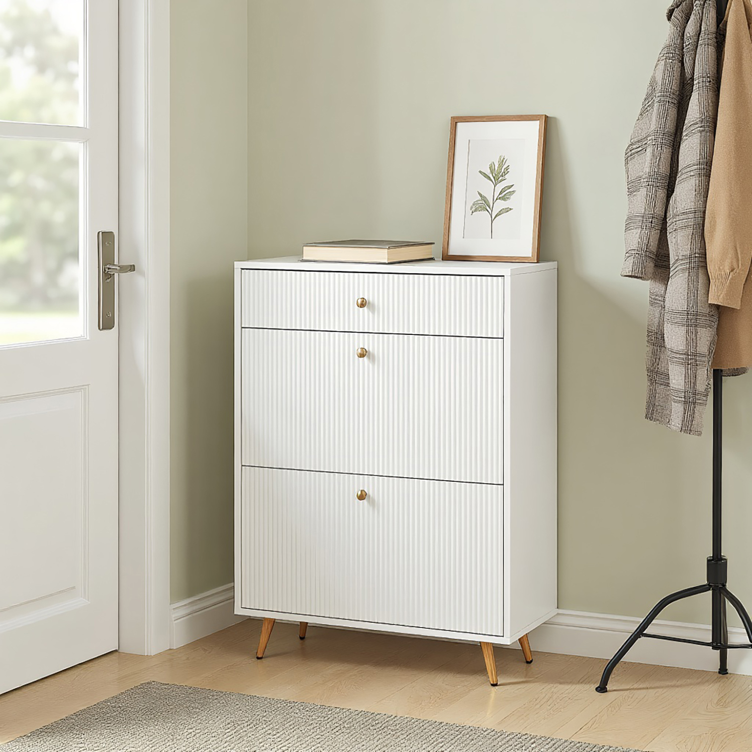 GVN Shoe Storage Cabinet, Shoe Organizer,Narrow Shoe Storage Cabinet ...