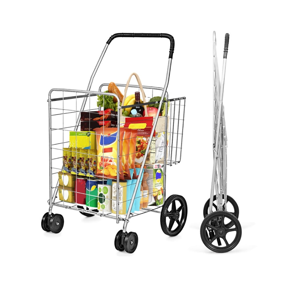GVN Shopping Storage Cart,Folding Shopping Cart for Laundry with ...