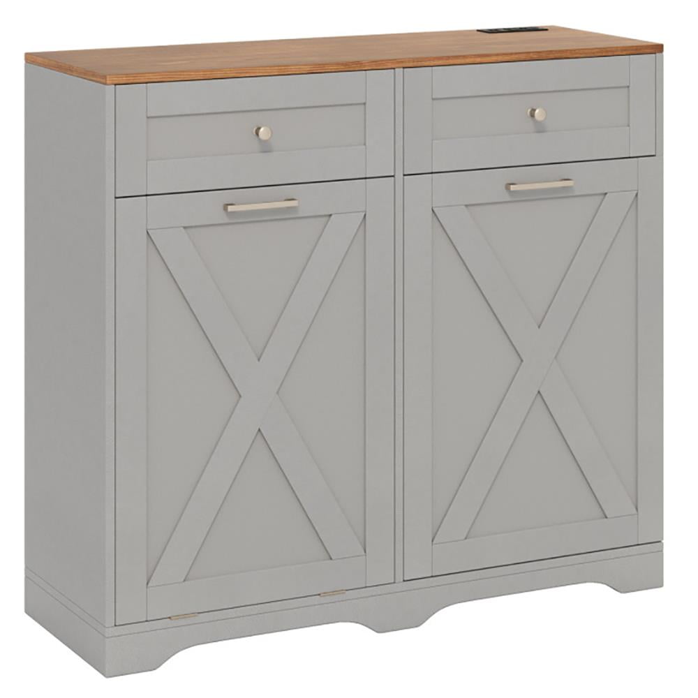 GVN Sideboard Buffet Cabinet, Kitchen Buffet Cabinet,Tilt Out Trash Can ...