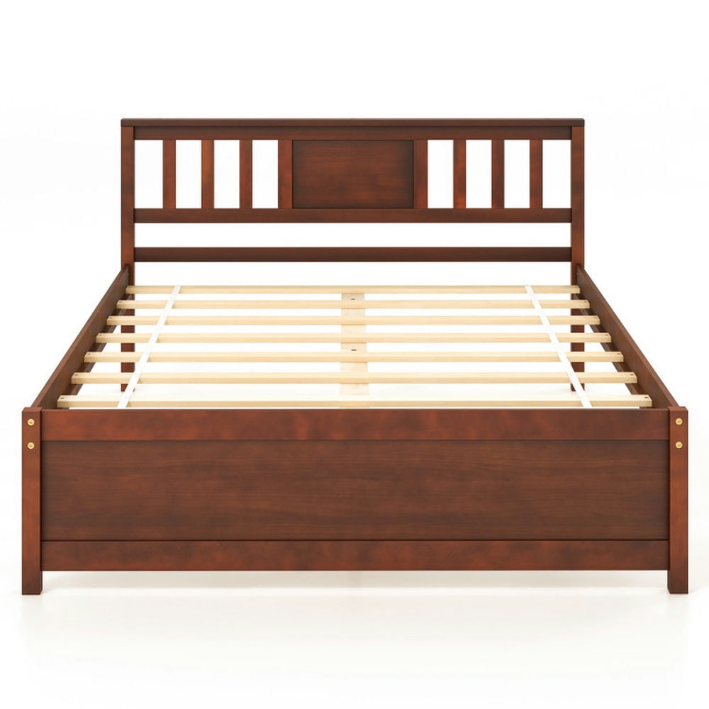 GVN Simple Bed Frame,Wooden Platform Bed with Headboard and Wood Slat ...