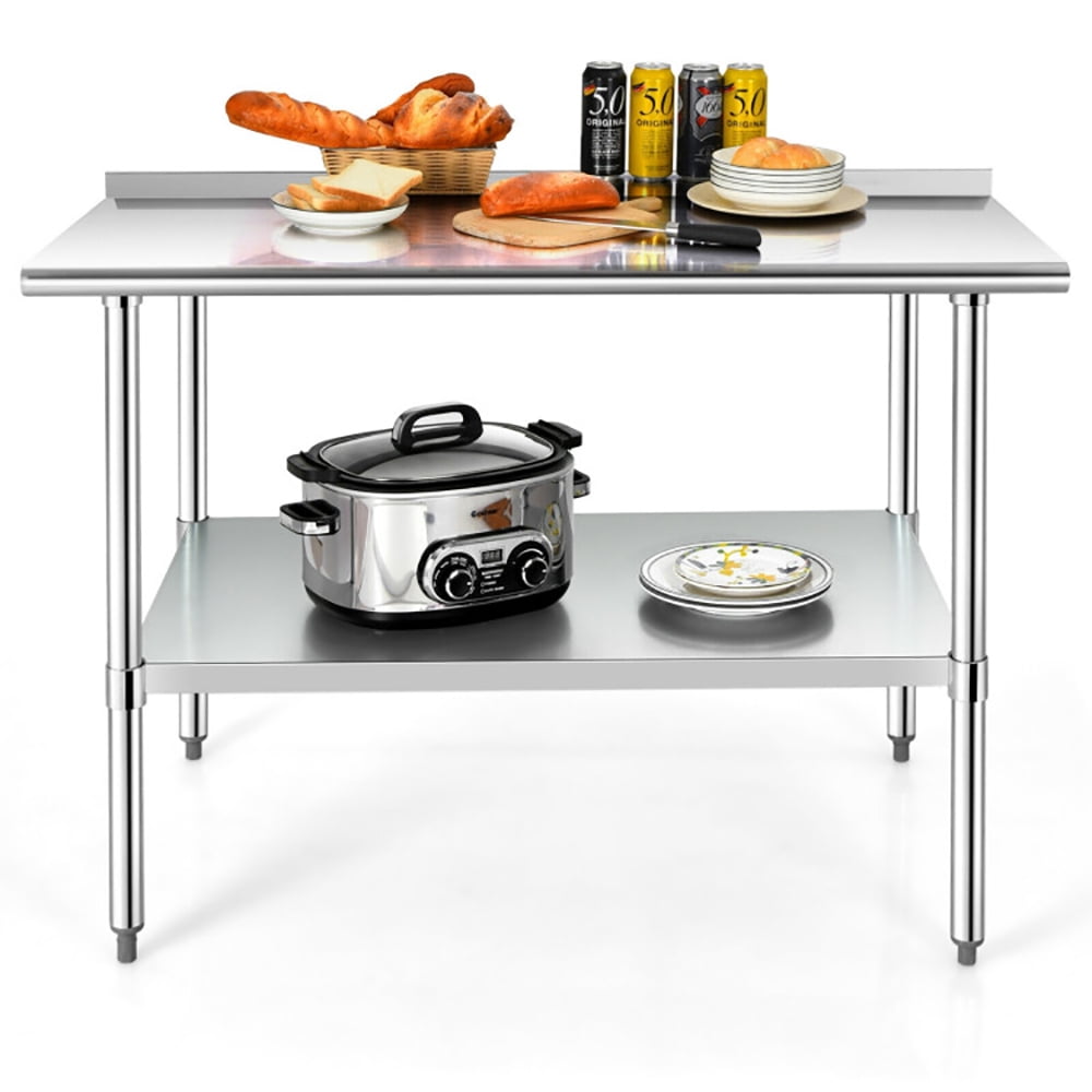 GVN Stainless Steel Table for Prep and Work with Backsplash-30 x 48 ...