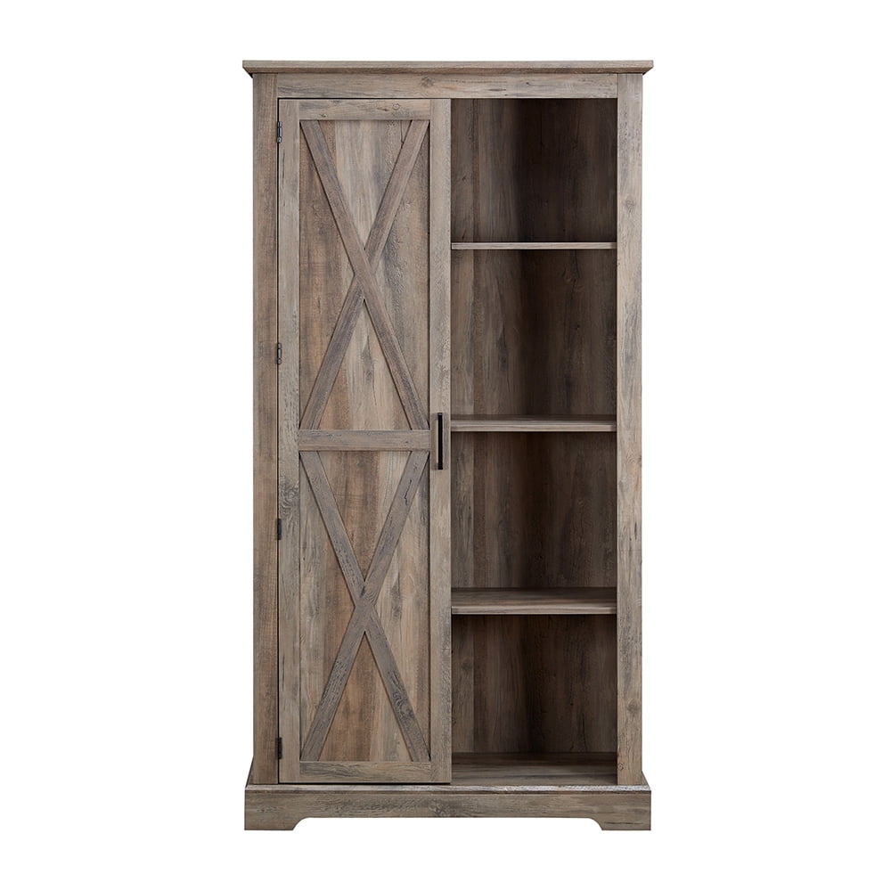 GVN Tall Storage Cabinet Barn Door Storage Country Wood Rustic ...