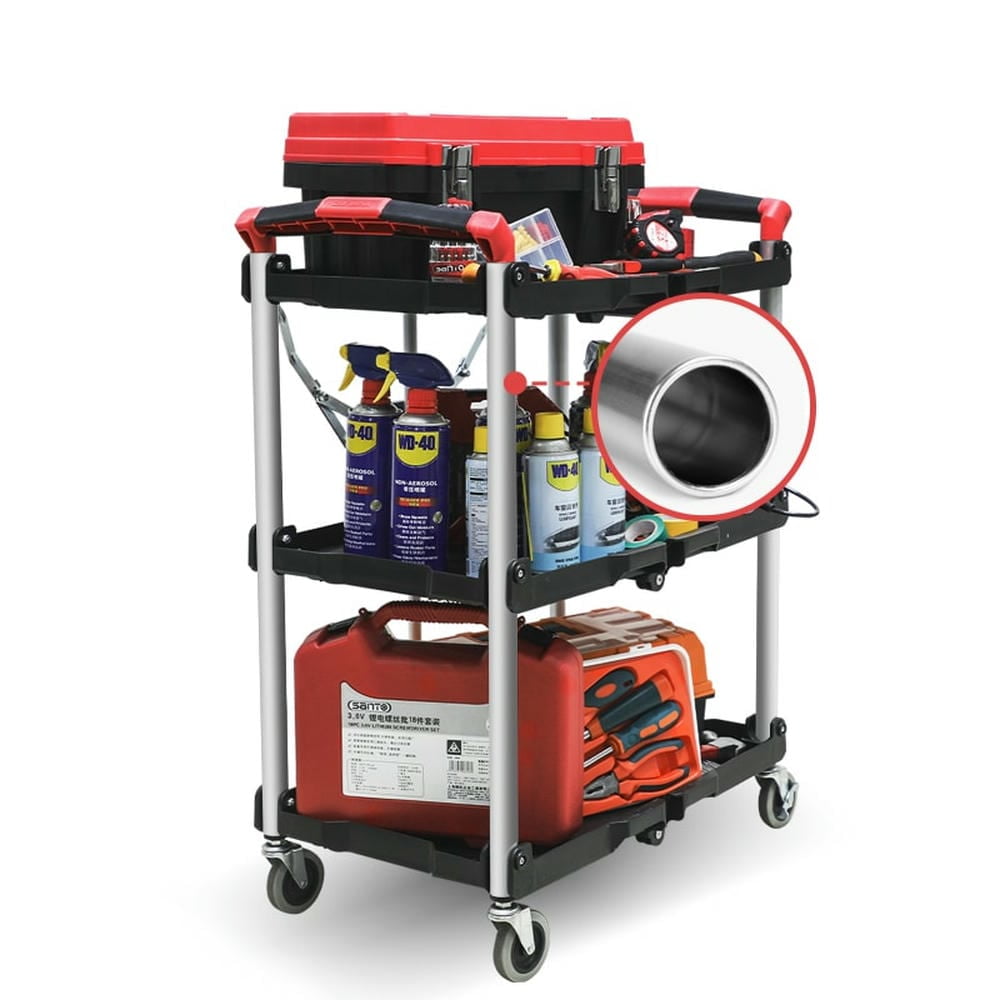 GVN Triple Foldable Serving Cart (Small) Utility Cart With Wheels, 3 ...