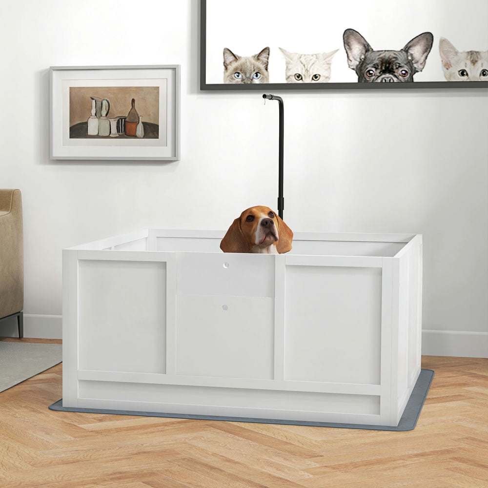 GVN Whelping Box for Puppies with Pee Pad, Pig Rail, Adjustable Door ...