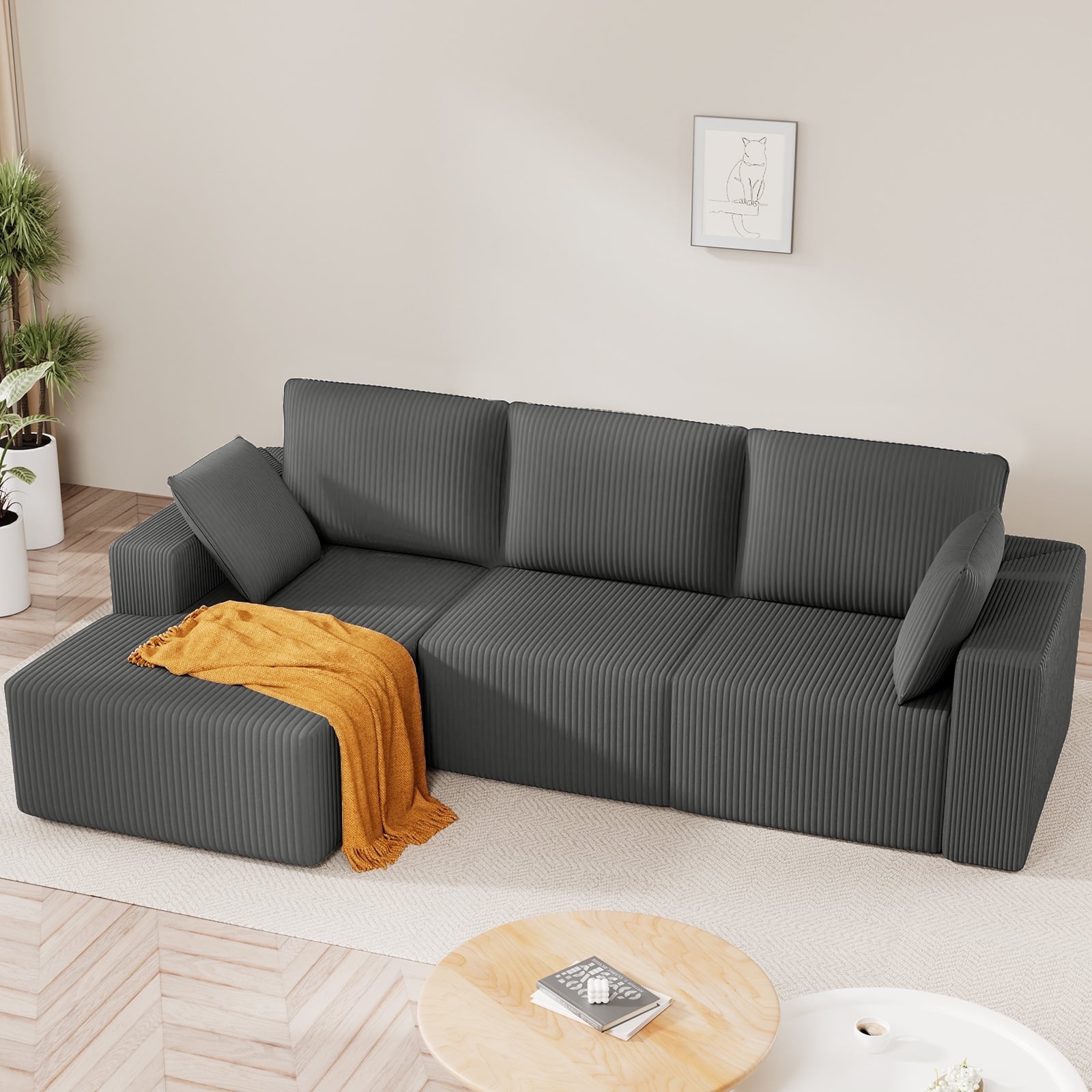 GVQ Modular Sectional Sofa for Living Room, 104" L-Shape Boneless Couch ...