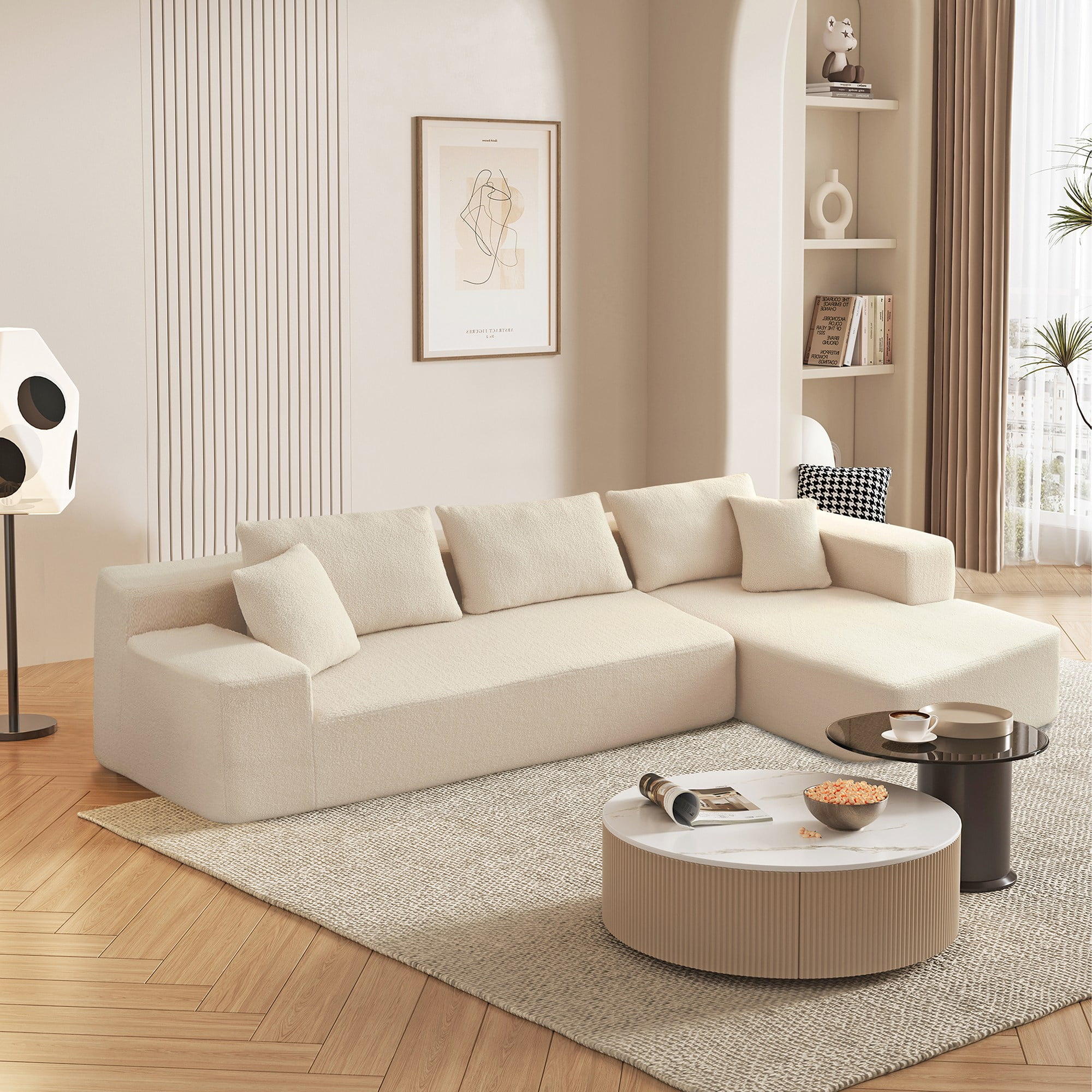 GVQ L-Shaped Sectional Sofa, Chenille 4 -Seat Modular Couch in a Box ...