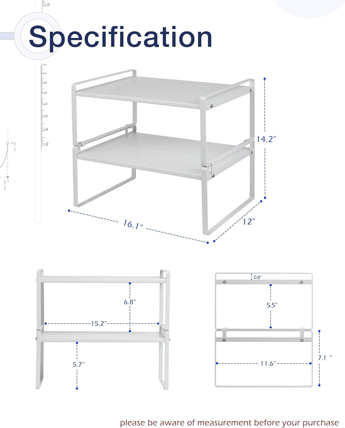 GVUIHNIO 2Pack Cabinet Shelves Stackable Shelf Organizer Rack Riser for ...