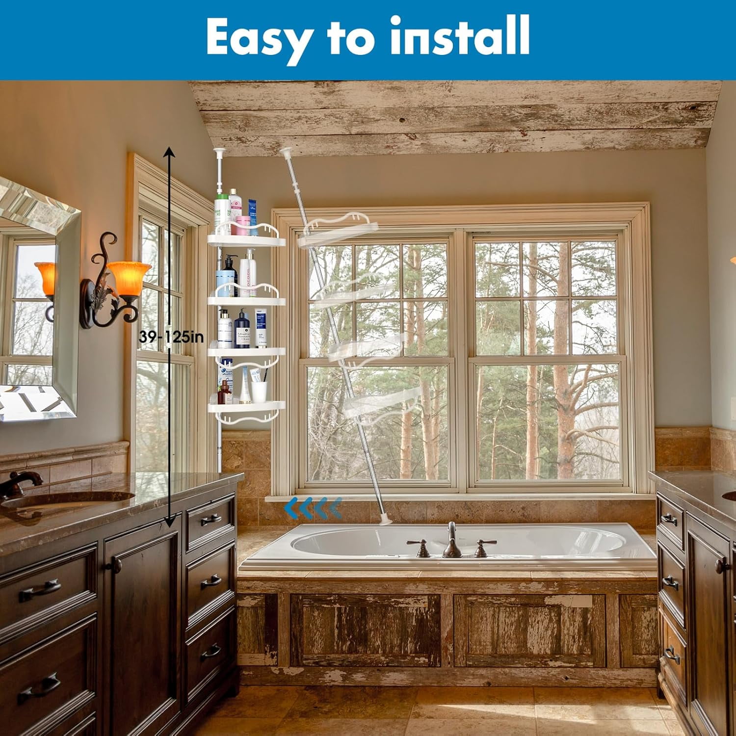 GVUIHNIO BsBsBest Corner Shower Organizer 56-125 Inch 4 Layer Plastic ...