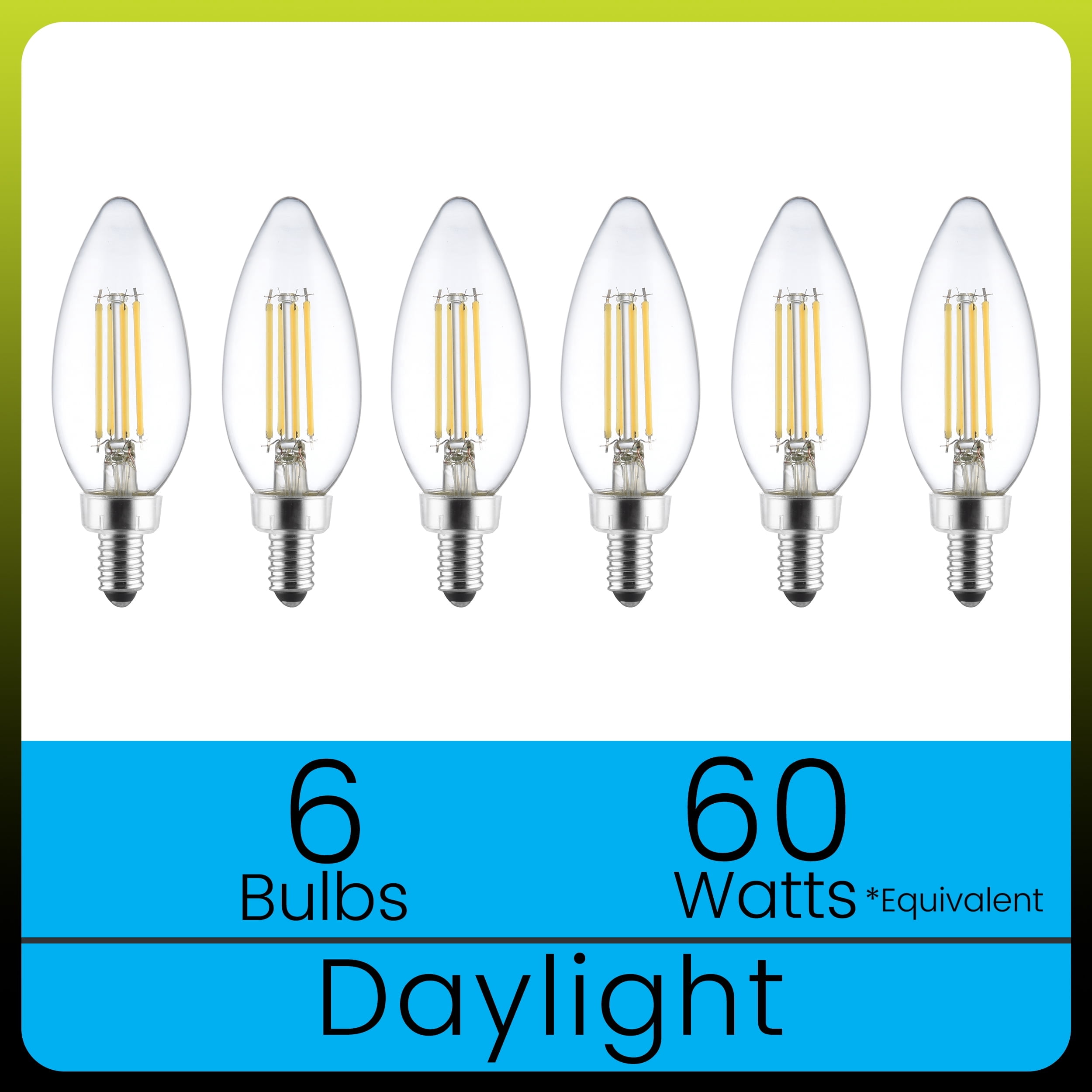 Green Watt B10 LED Candle Light Bulbs, 4.5W (60W Equivalent), Daylight ...