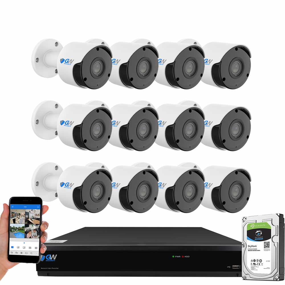 GW Security 16 Channel 5MP DVR Surveillance System with 12 AI Cameras ...