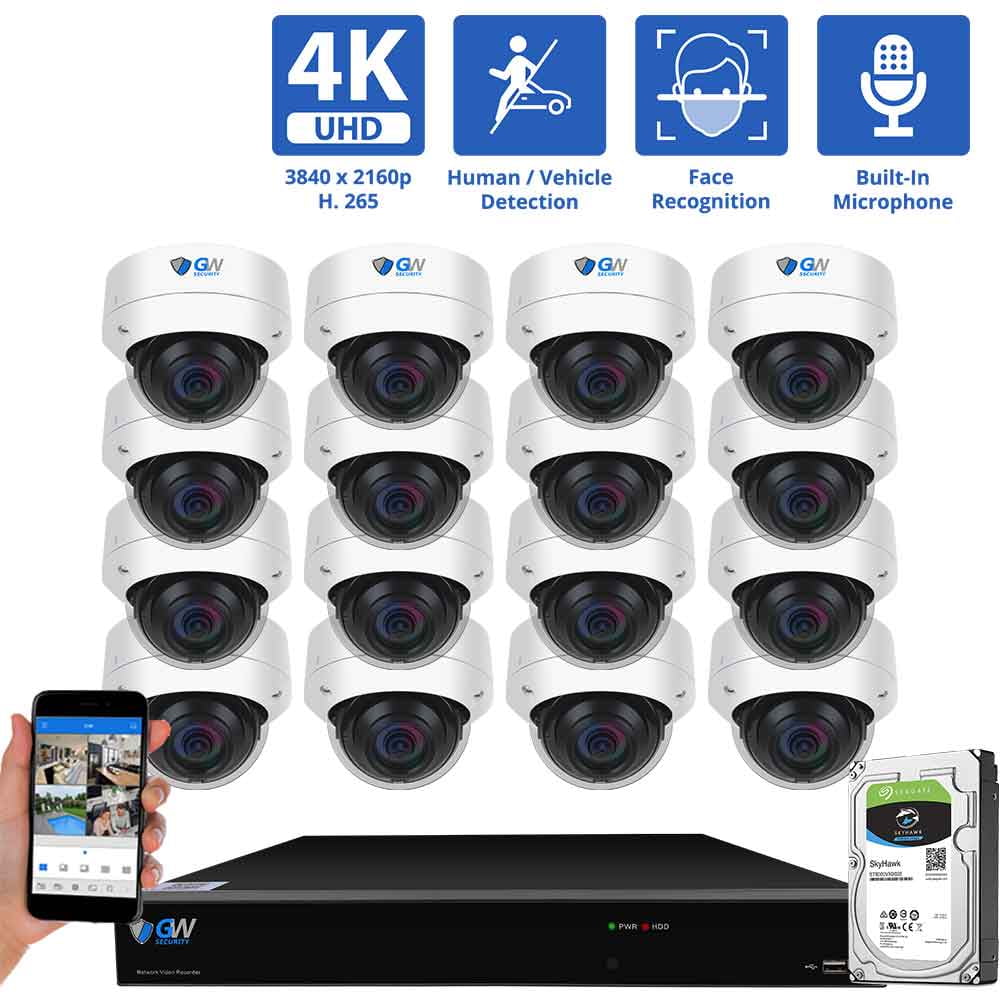 GW Security 16 Channel NVR UltraHD 4K Face/Human/Vehicle Detection PoE ...