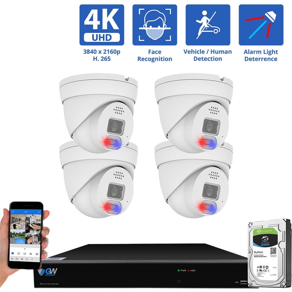 GW Security 8 Channel 12MP NVR 4K Full-Time Color Night Vision Blue ...