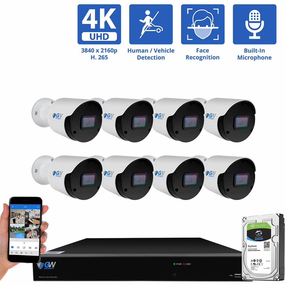 GW Security 8 Channel NVR UltraHD 4K Face/Human/Vehicle Detection PoE ...