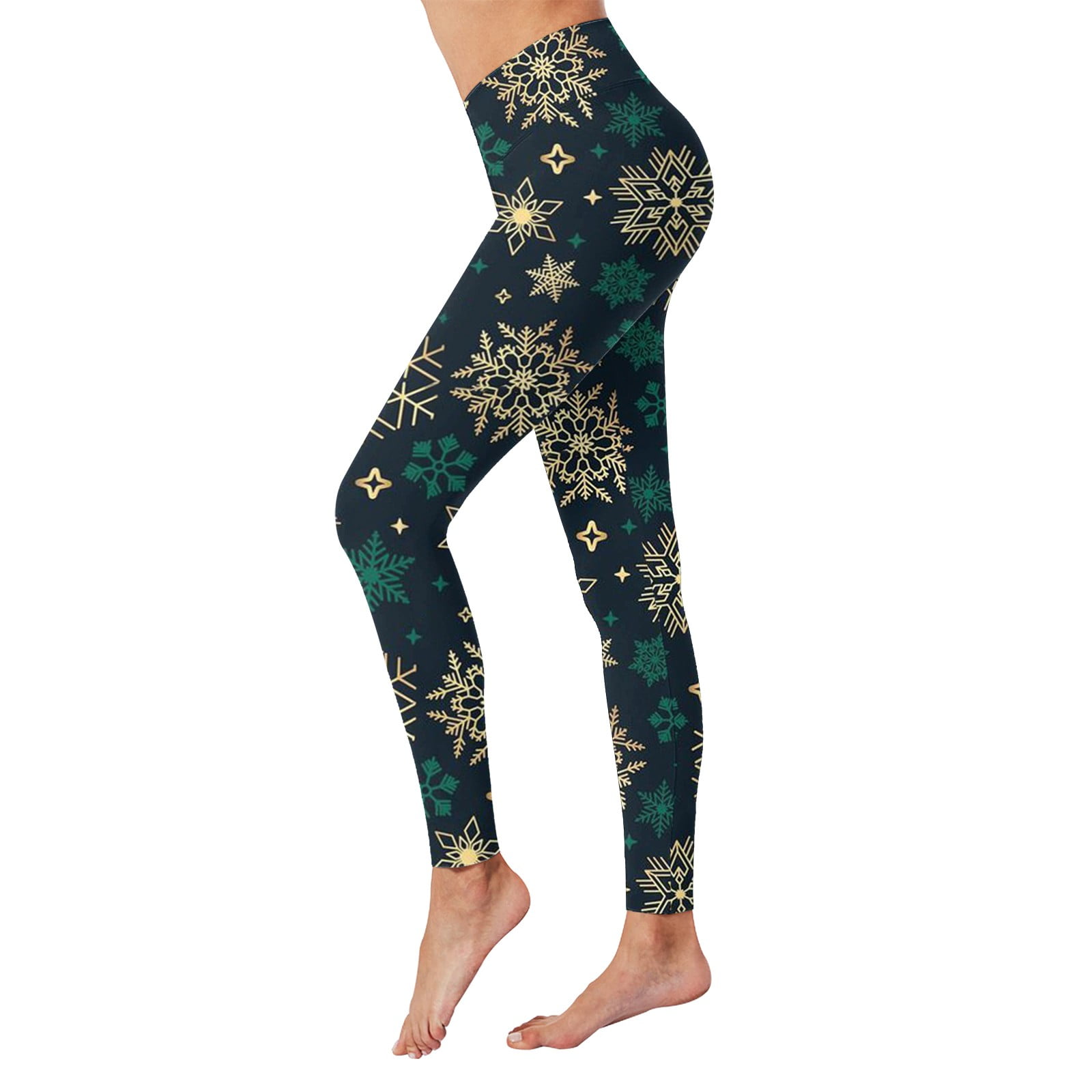 GWAABD Cozy Leggings for Women Christmas Snowflake Print Tights Thick ...