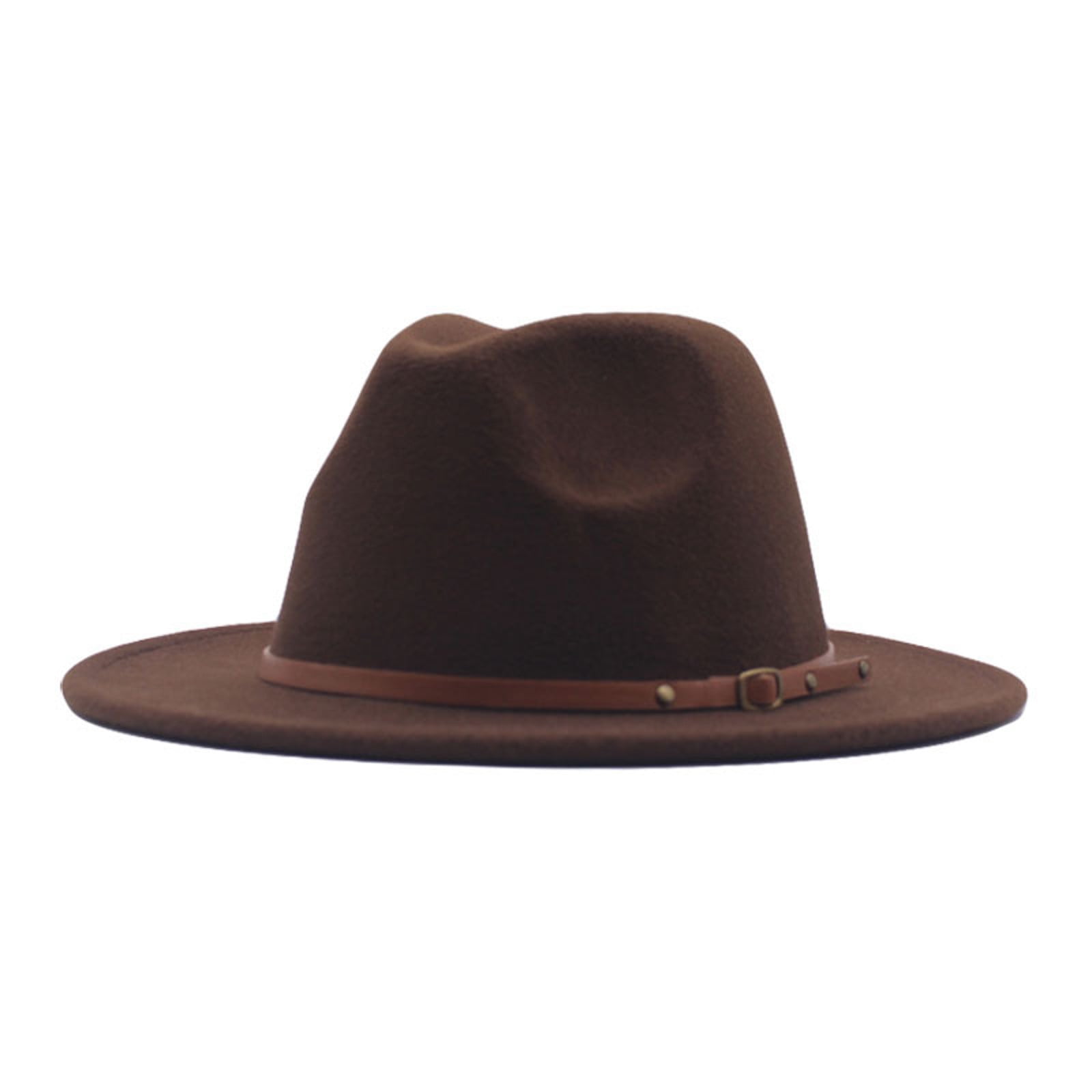 GWAABD Ladies Hats for Short Hair Panama Wide Fedora Hat Floppy Belt ...