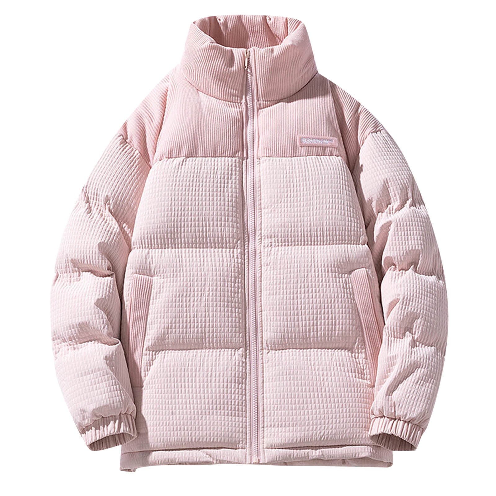 GWAABD Men Coats Winter Corduroy Patchwork Quilted Puffer Jacket Zip Up ...