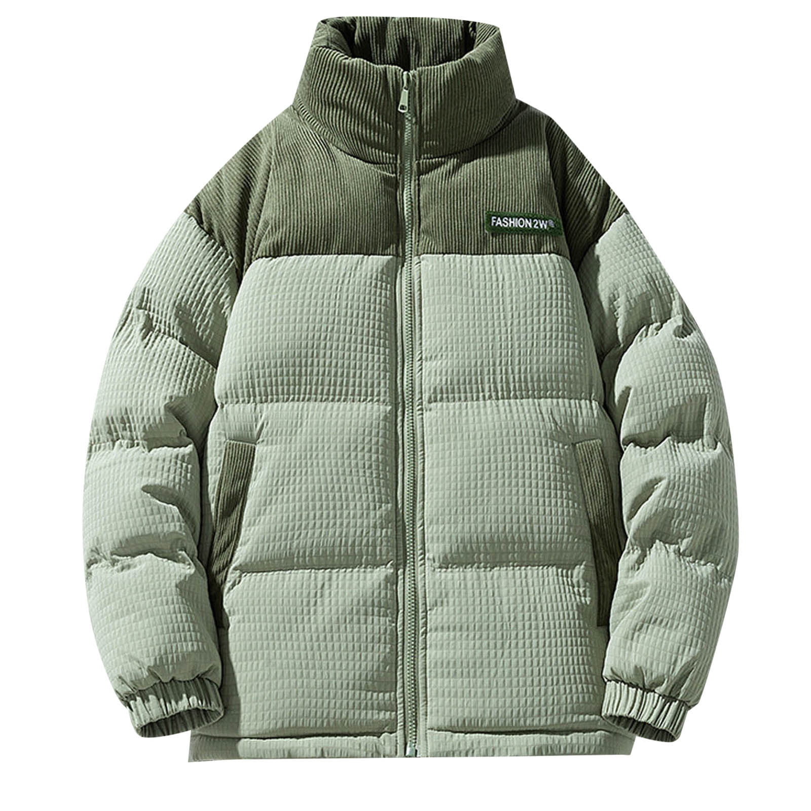 GWAABD Men's Winter Coats Corduroy Patchwork Quilted Puffer Jacket Zip ...