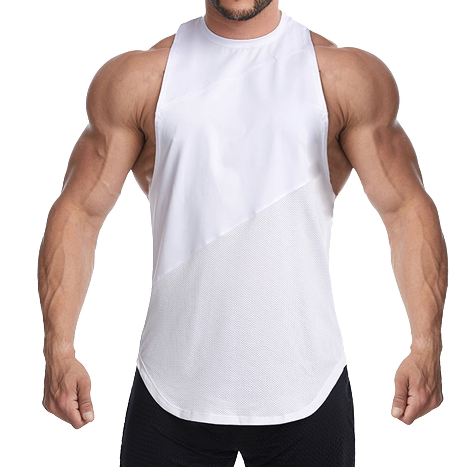 GWAABD Mens Workout Tanks Men's Ice Silk Vest Fitness Wide Shoulder ...