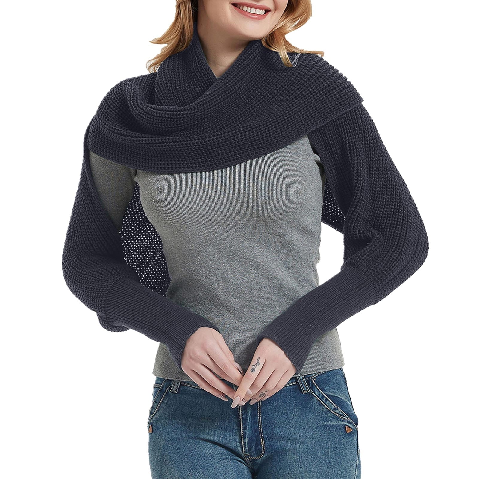 GWAABD Scarf for Women Pure Color Poncho Cape Open Front Oversized ...