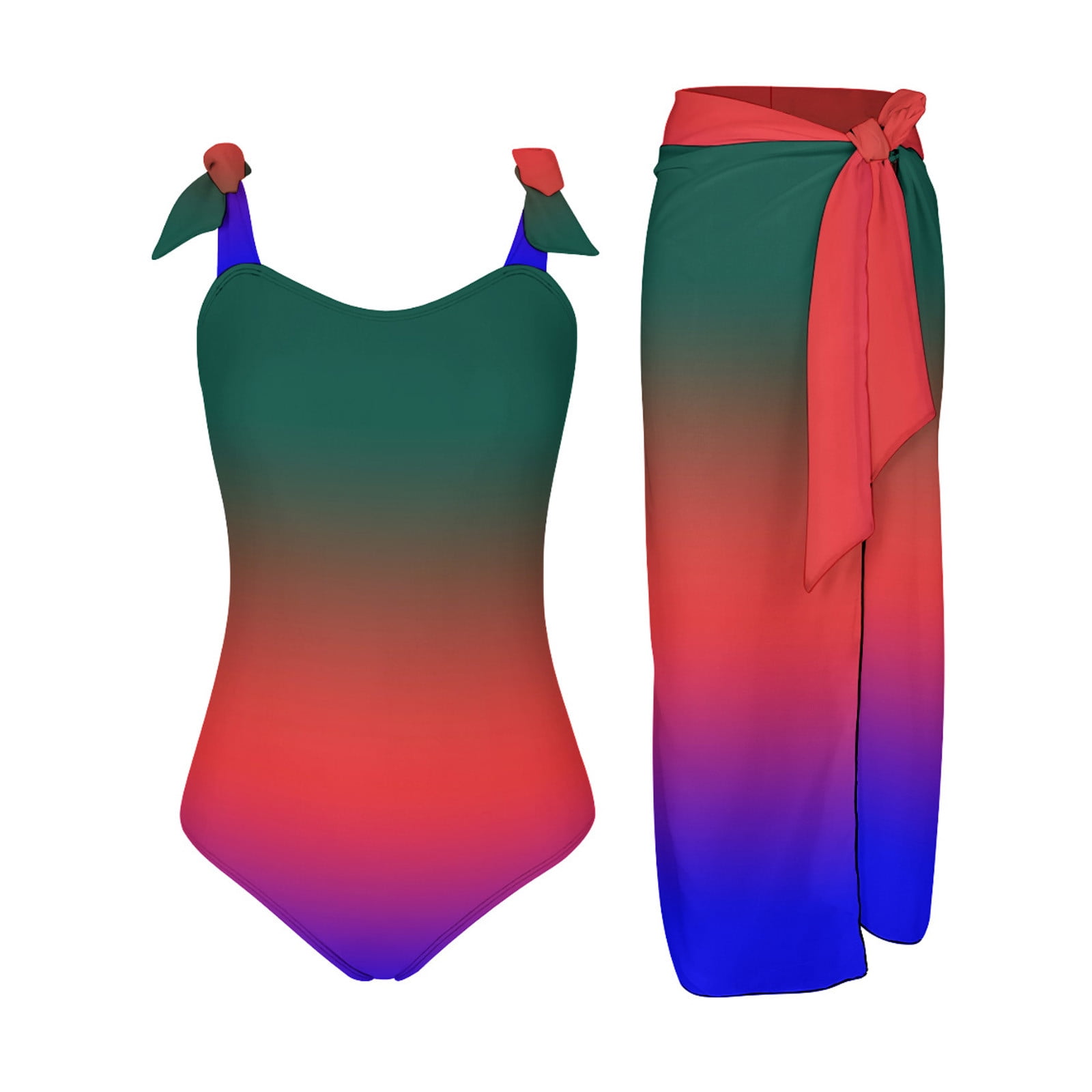 GWAABD Swimsuit for Women 2024 Two Piece Monokini High Cut Gradient ...