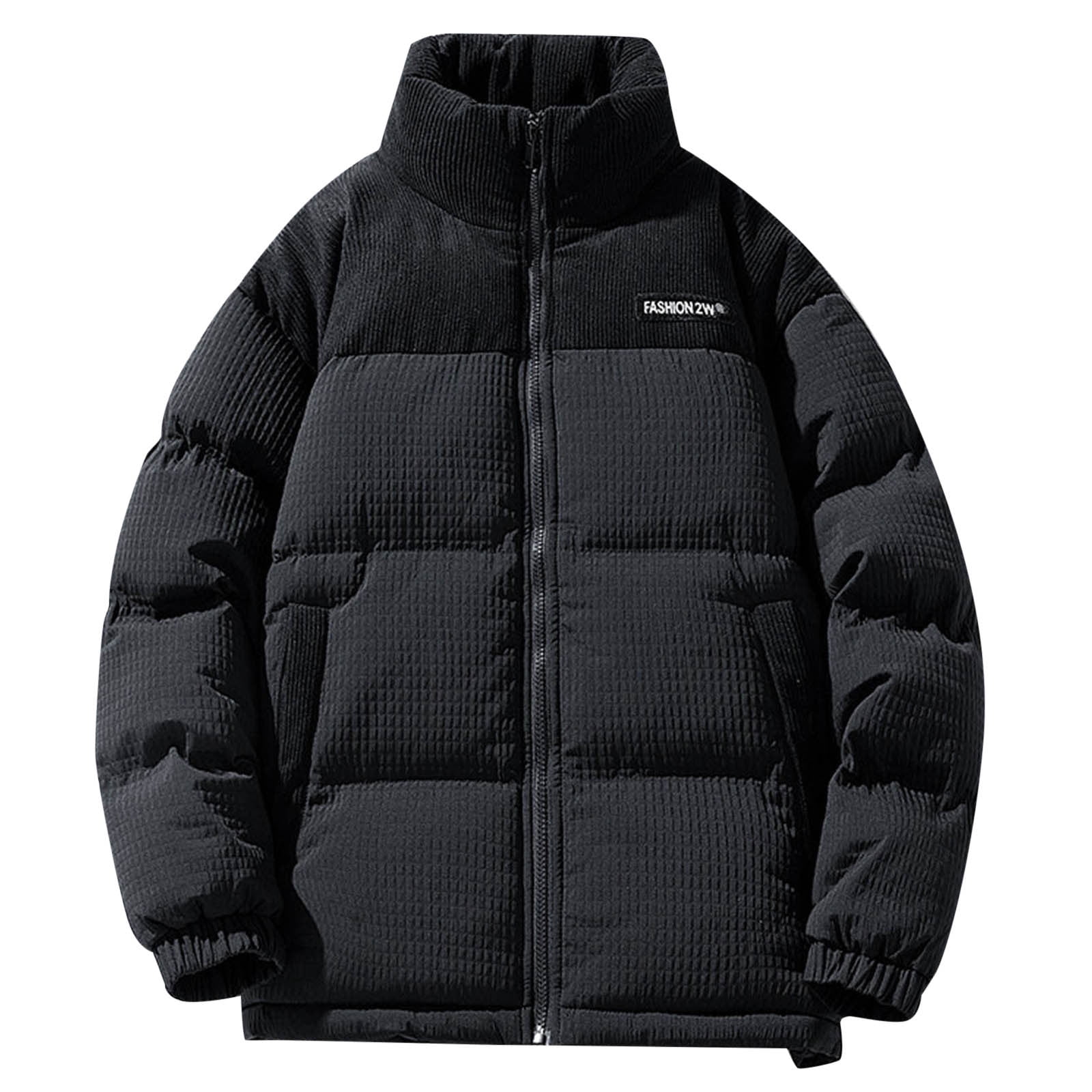 GWAABD Warm Jacket for Men Corduroy Patchwork Quilted Puffer Jacket Zip ...