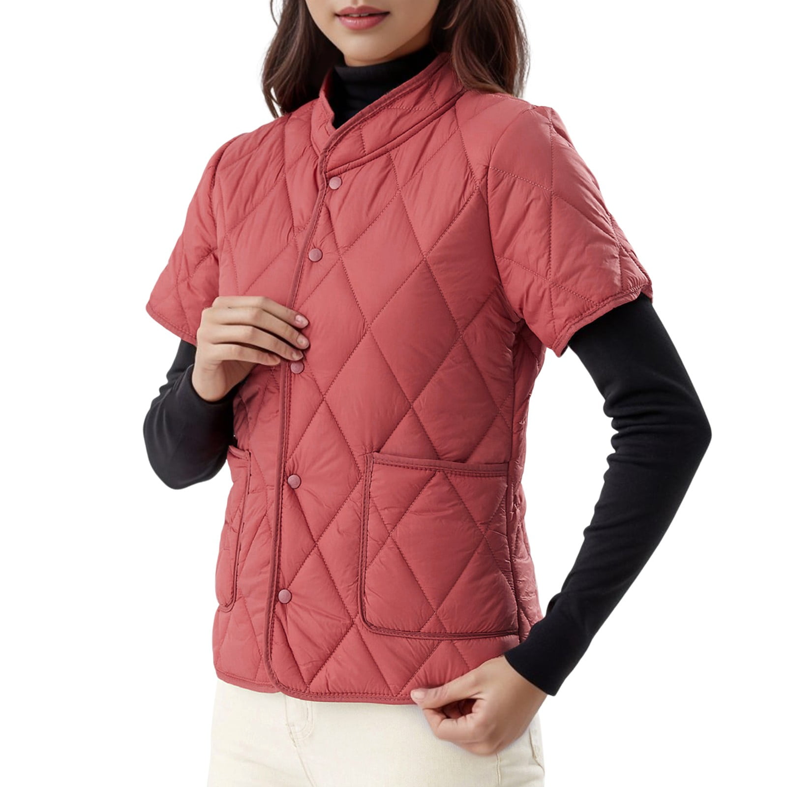 GWAABD Woman Jacket for Winter Stand-up Collar Puffer Padded Coat ...