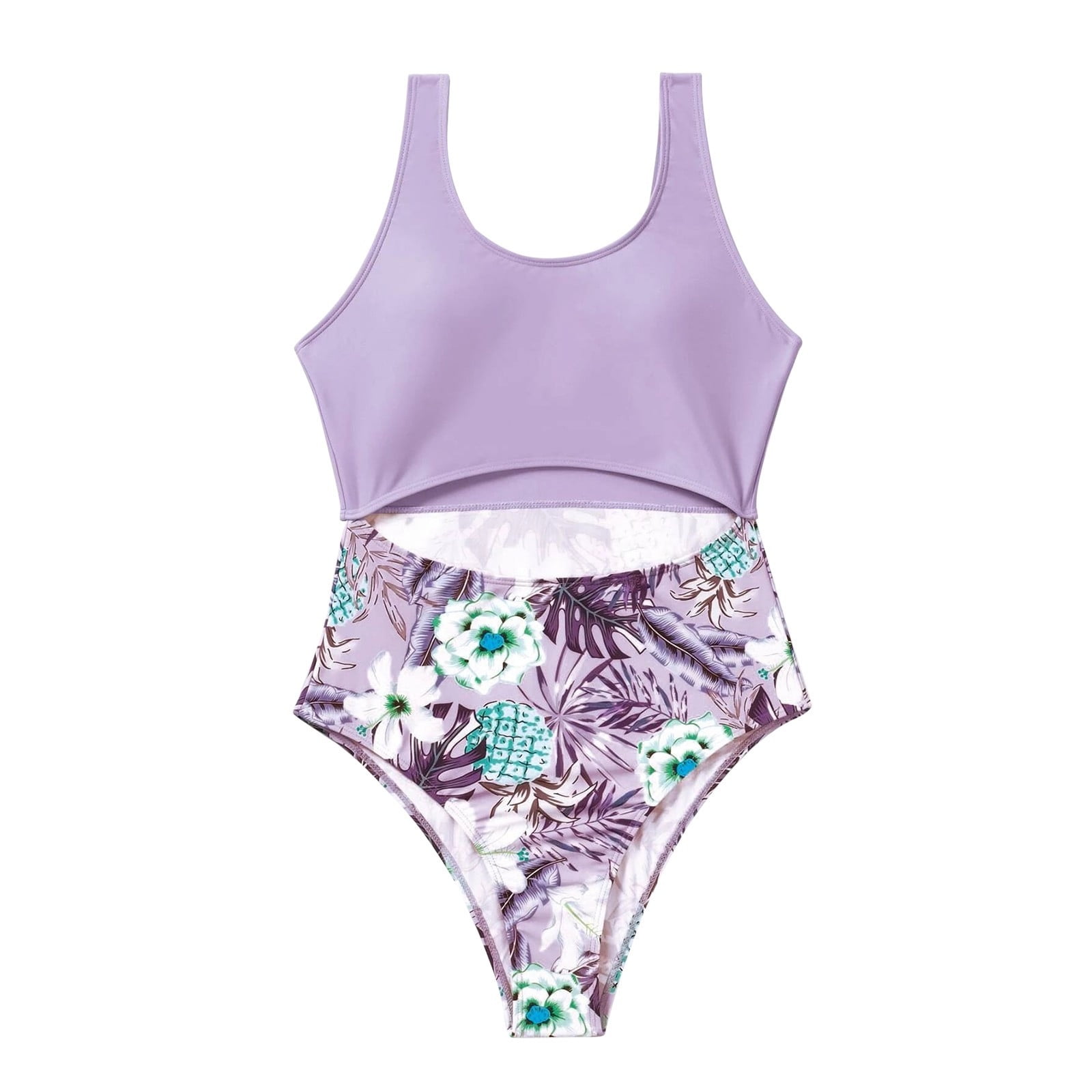 GWAABD Women Swimsuits One Piece Monokini Tropical Floral Leaf Print ...
