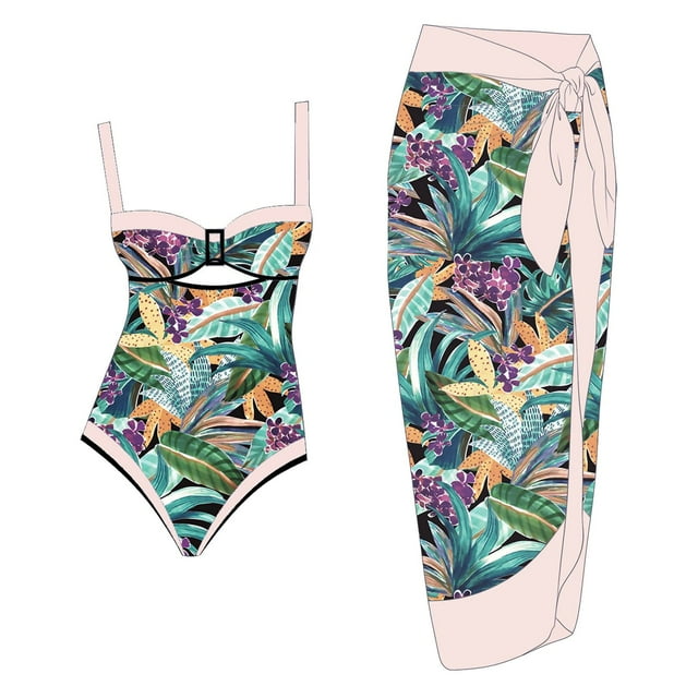 Gwaabd Womens Bathing Suits Two Piece Bikini Sets Cover Up Vintage