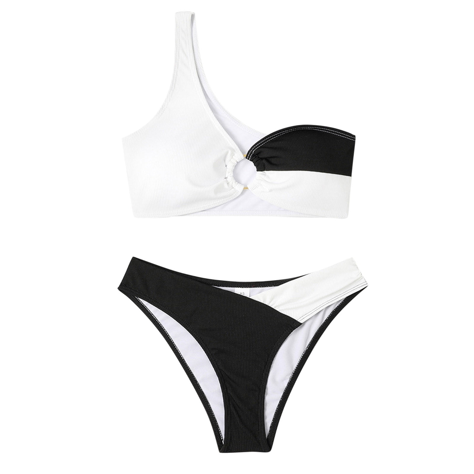 GWAABD Womens Swim Suits Two Piece Split Bikini Sets One Shoulder ...