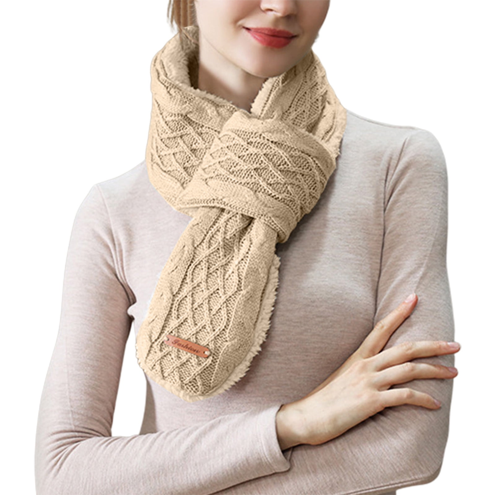 GWAABD Womens Winter Scarf Double-Layer Thermal Warm Velvet Scarf ...