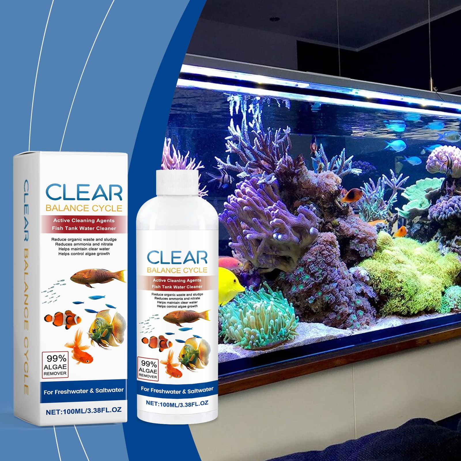 GWAAMB Fish Tank Water Cleaner Reduces Waste and Sludge Automatic Fish ...