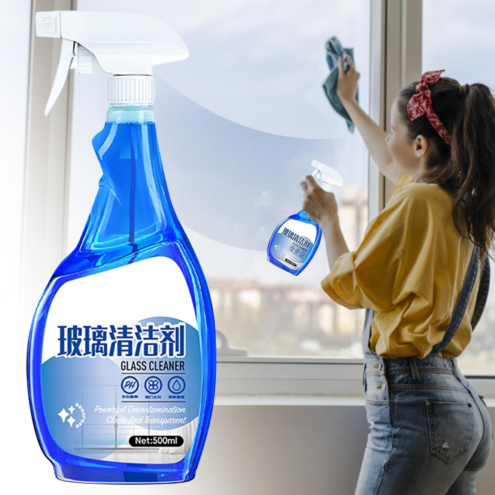 GWAAMB Glass Cleaner Household Glass Cleaner Bathroom Strong Detergent ...