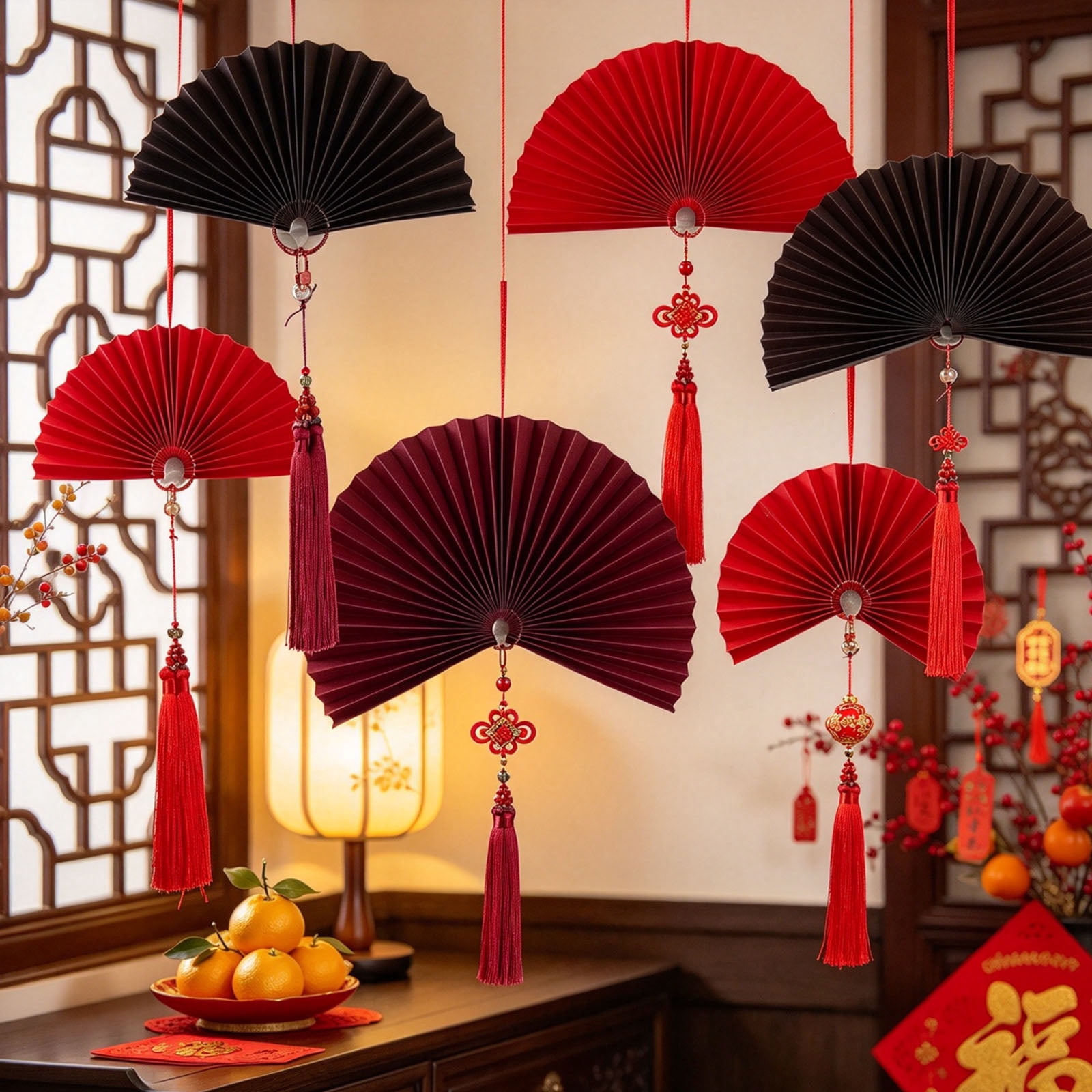 GWAAMB Paper Fan Hanging Decorations, Folding Fans Style D, 17.64 oz ...