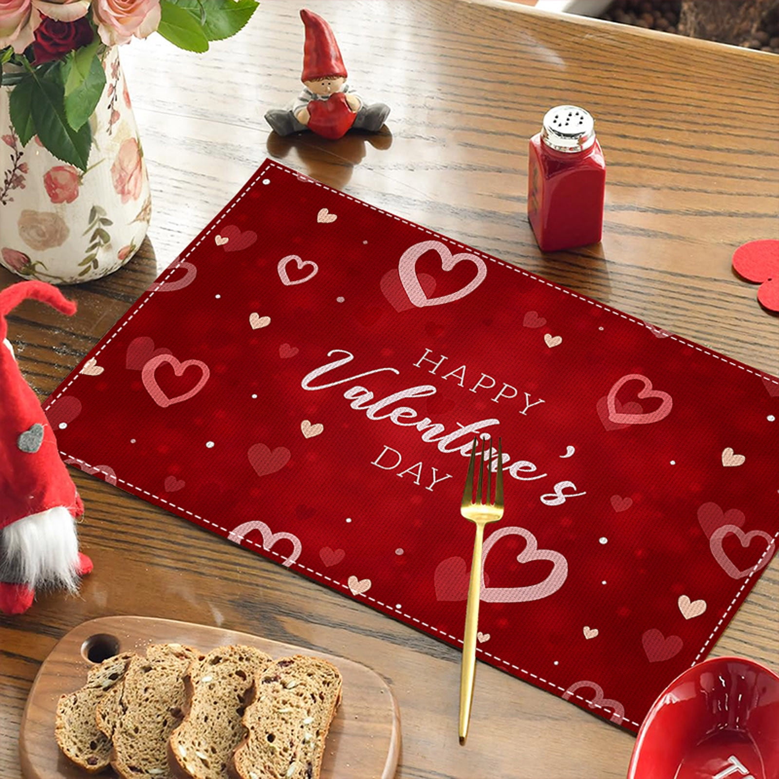 GWAAMB Valentine's Day Placemats Set of 2, 12 x 18 Inch Love Heart ...