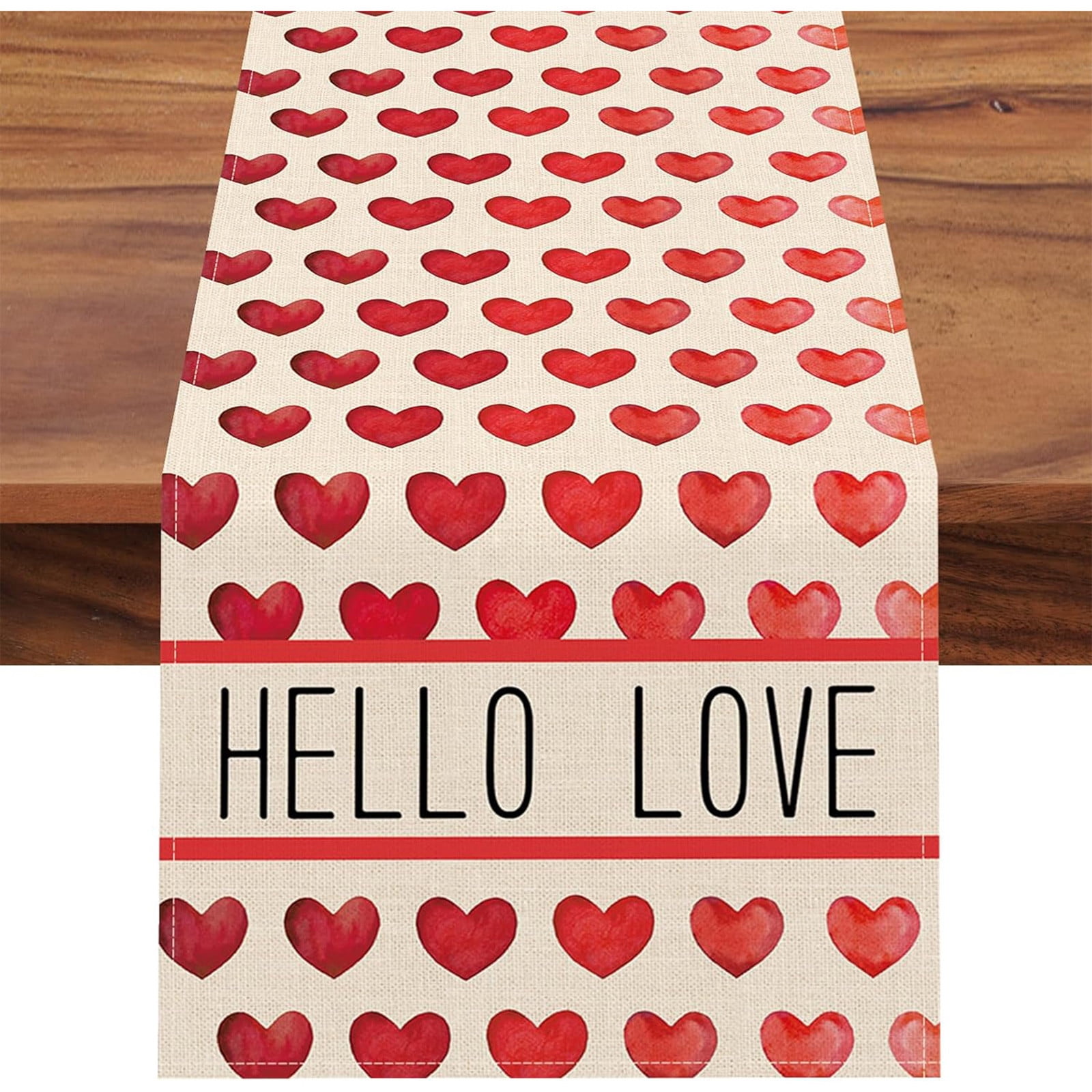 GWAAMB Valentines Day Table Runner, Love Heart Valentine's Day Table ...