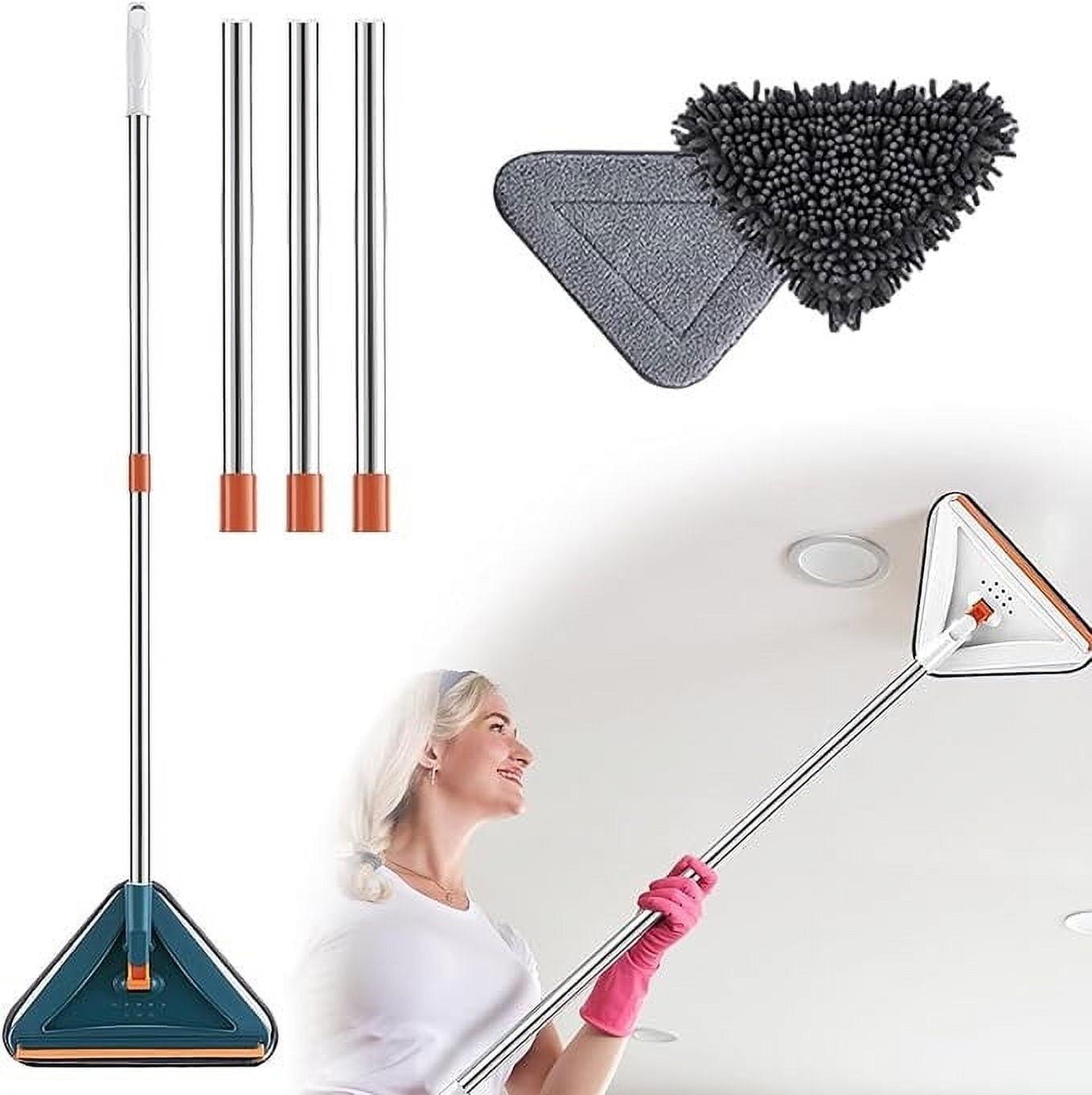 GWAAMB Wall Cleaner Mop with Long Handle 360 Rotatable Cleaning Mop ...