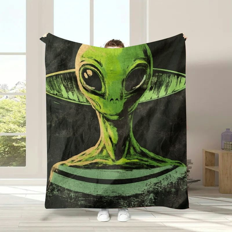 GWJING Alien Throw Blanket, Modern Style Extraterrestrial Character on ...