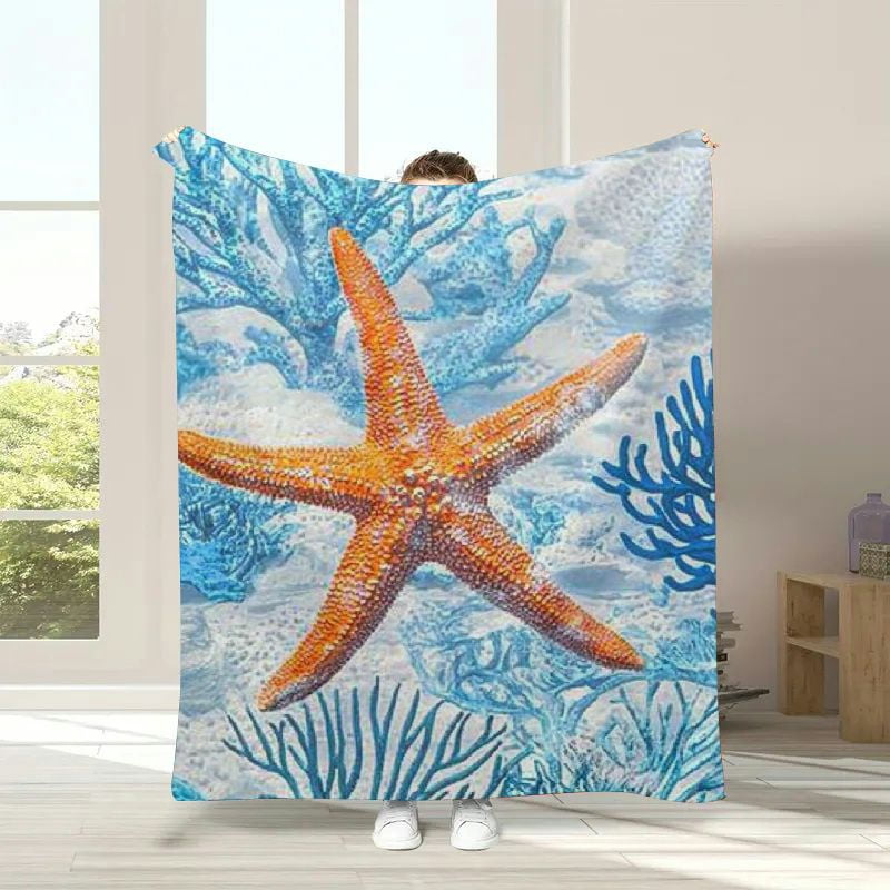 GWJING Beach Blanket Nautical Coastal Throw Blanket Blue Ocean Themed ...