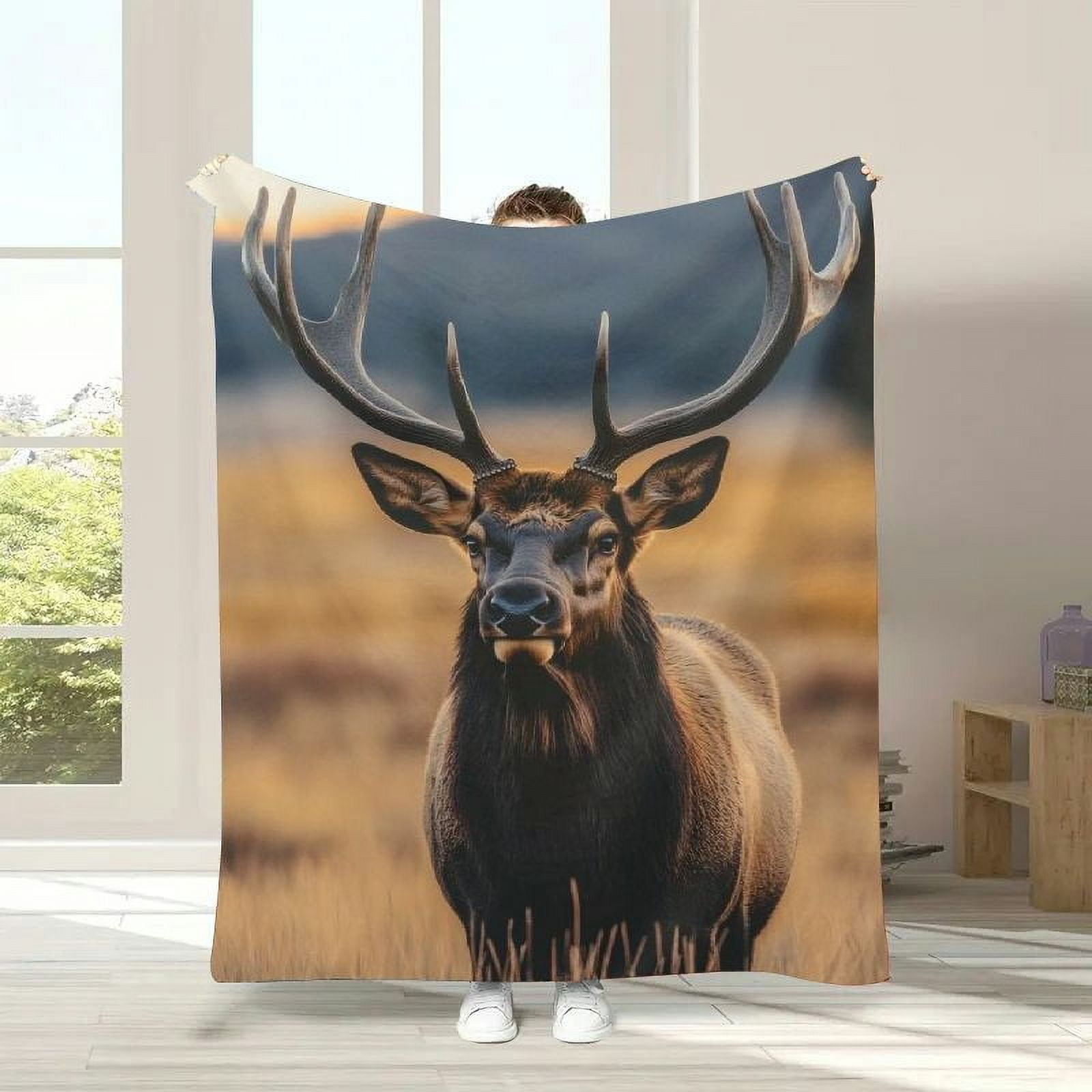 GWJING Bull Elk Pattern Super Soft Blanket 50"x40" Throw Lightweight ...