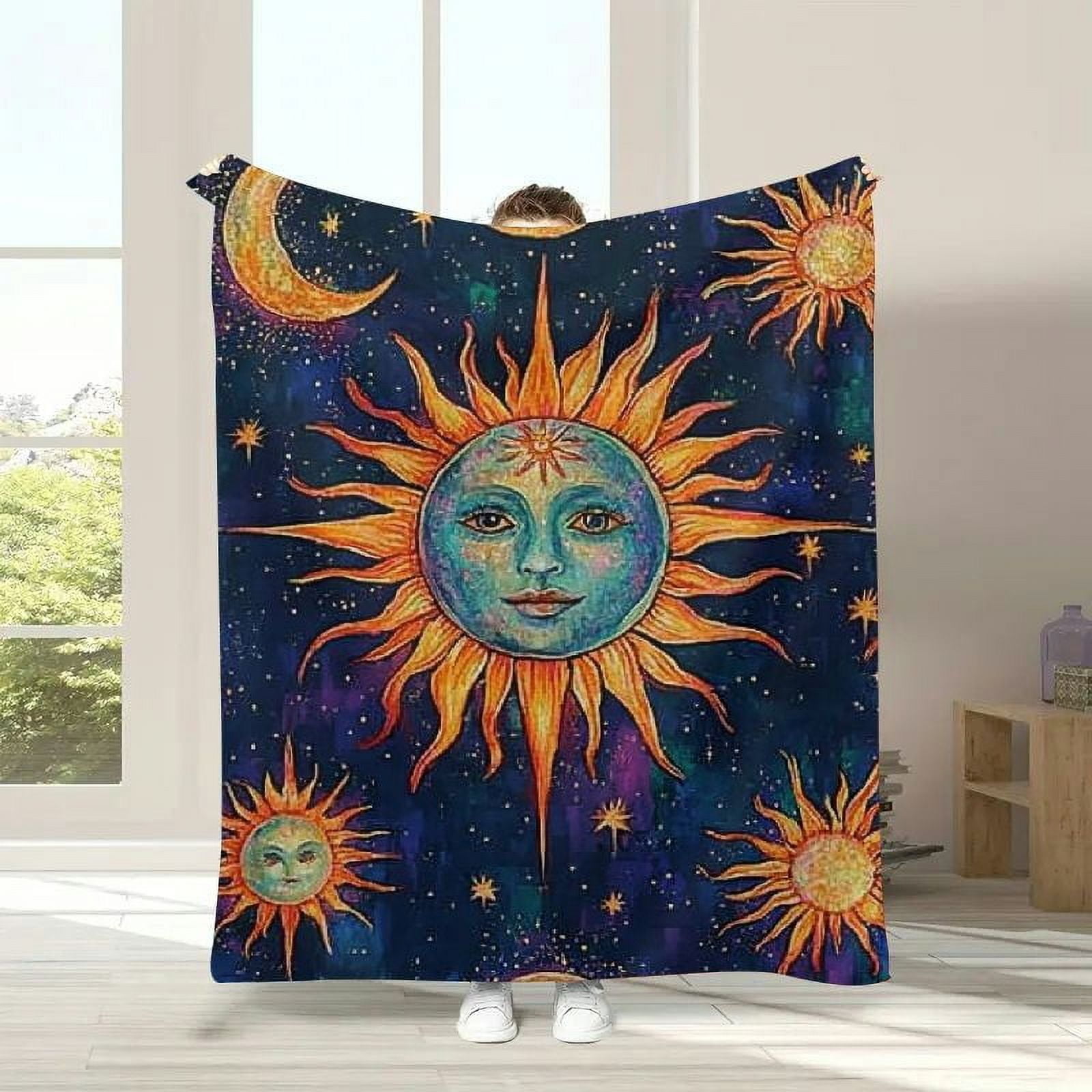 GWJING Celestial Sun & Moon Blanket Star Solar System Bohemian Throw ...