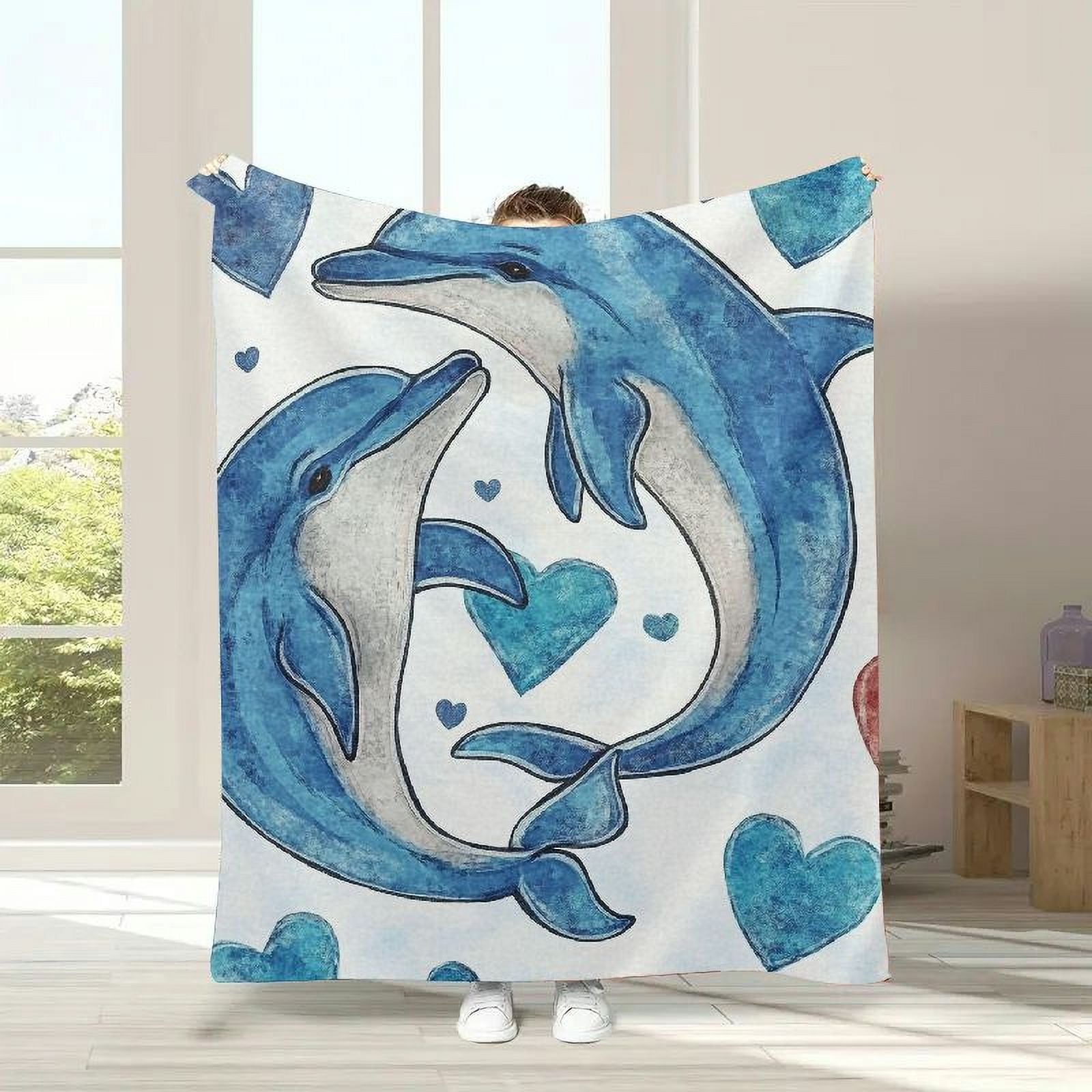 GWJING Dolphin Blanket Gifts for and Adults, Cute Marine Life Cozy ...