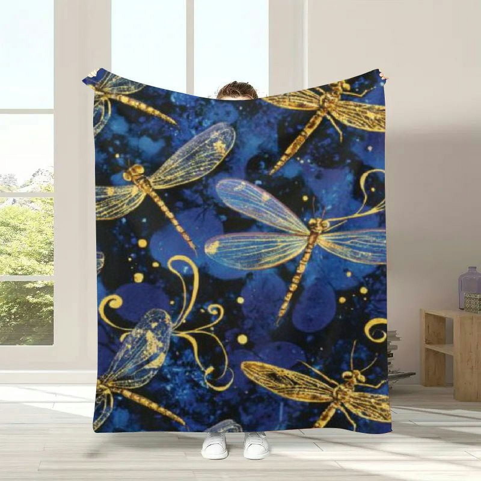 GWJING Dragonfly Print Blanket Flannel Throw Blankets for Boys Men ...