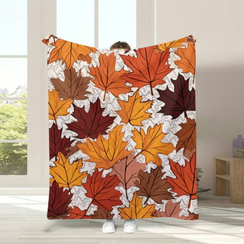 GWJING Fall Blanket Maple Leaves Throw Blanket Autumn Harvest Farmhouse ...