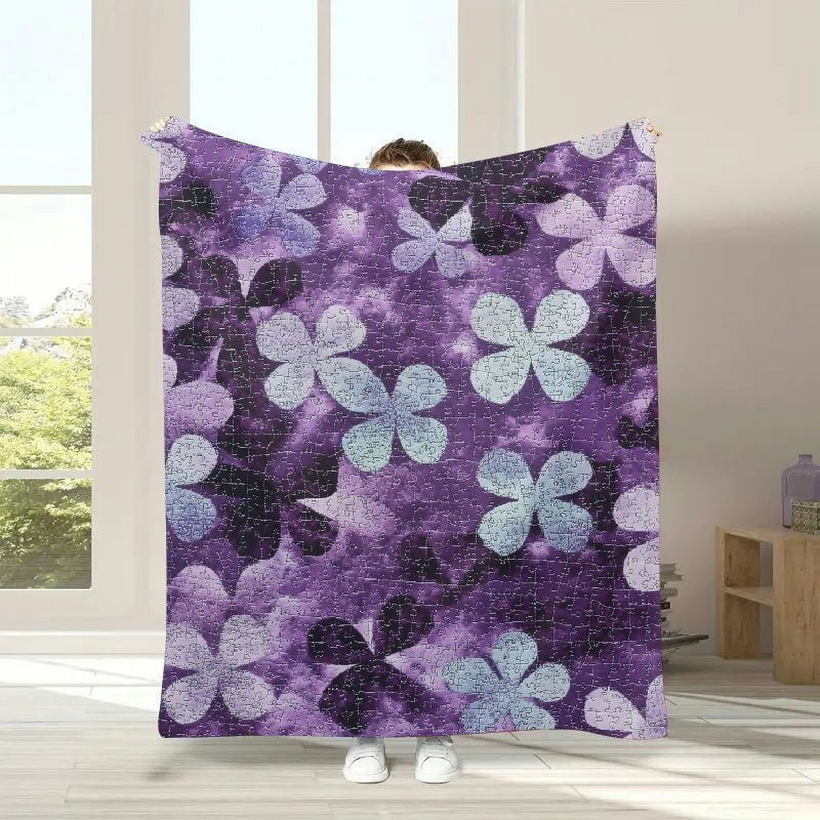 GWJING Flower Throw Blanket, Lilacs Illustration Greenery Field ...
