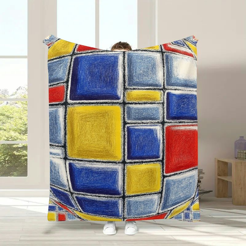 GWJING Geometric Throw Blanket, Geometric Theme Abstract Art Style ...